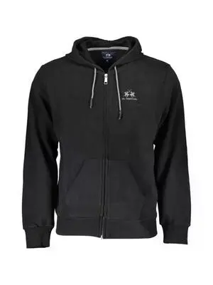 LA MARTINA Logo-embroidered Zip-up Hoodie - Black