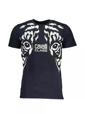 Roberto Cavalli Tiger-print Logo-detail T-shirt - Blue