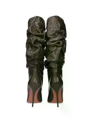 Amina Muaddi Ruched Patent-leather Boots