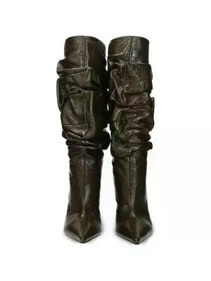 Amina Muaddi Ruched Patent-leather Boots