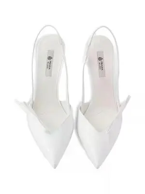 Prada Patent Leather Slingback Pumps With Bow Detailing