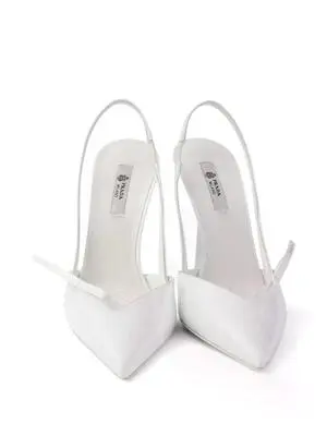 Prada Patent Leather Slingback Pumps With Bow Detailing