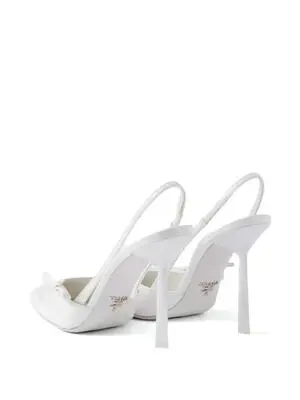 Prada Patent Leather Slingback Pumps With Bow Detailing
