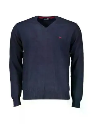 HARMONT & BLAINE Embroidered V-neck Sweater - Blue