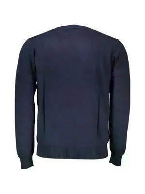 HARMONT & BLAINE Embroidered V-neck Sweater - Blue