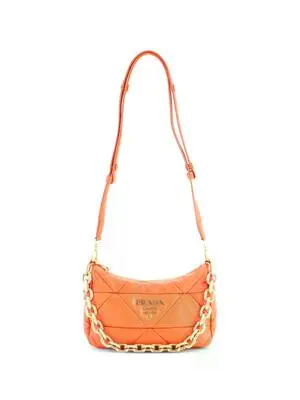 Prada Convertible Quilted Nappa Leather Shoulder Bag - Orange