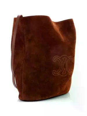 Celine Triomphe Embossed Suede Bucket Bag