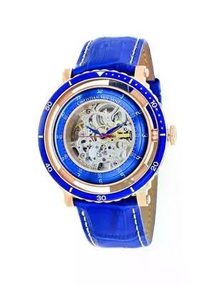 CHRISTIAN VAN SANT Dome Skeleton 21mm Watch With Crocodile-effect Strap - Blue