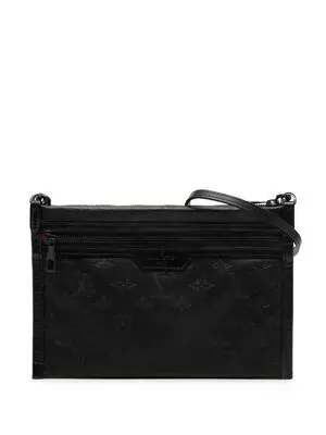 LOUIS VUITTON 2019 Monogram Shadow Double Flat Messenger Crossbody Bag - Green