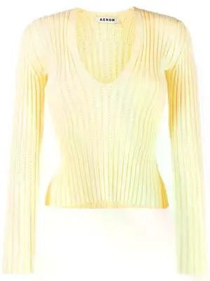 AERON Knitted Long-sleeve Top - Yellow