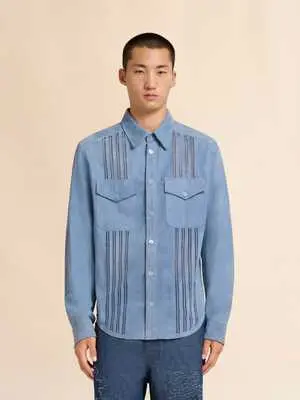 Marni Dusk Suede Cut-out Shirt - Blue