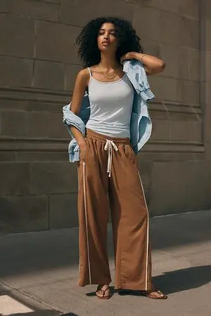 DAILY PRACTICE Piped Wide-leg Pants - Rawhide