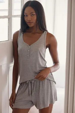 Eberjey Dream Rib V-neck Tank Top - Grey