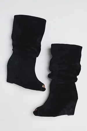 SILENT D Kiki Peep-toe Tall Boots - Black