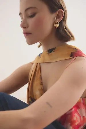 Anthropologie Chunky Swirl Post Earrings - Gold