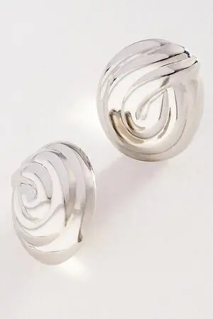 Anthropologie Chunky Swirl Post Earrings Silver