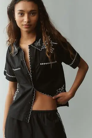 The Great. The Bowlg Shirt Top - Black