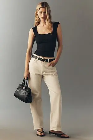 Anthropologie Scoop-neck Cap Sleeve Tee - Anthracite