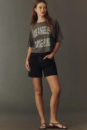 ANINE BING Johnny Cropped Graphic T-shirt - Grey