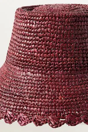 WYETH Scalloped Straw Bucket Hat