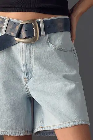 Streets Ahead Low-slung Italian Leather Belt - Navy