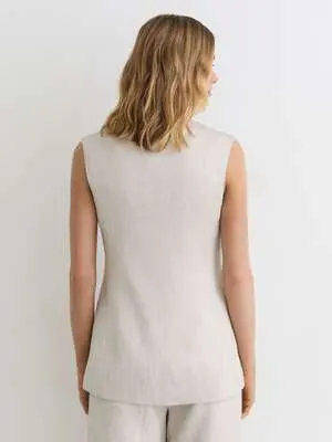 REISS Nolah Linen-blend Textured Long-line Waistcoat