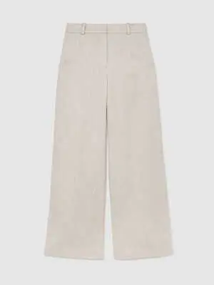 REISS Nolah Linen-blend Textured Wide-leg Trousers