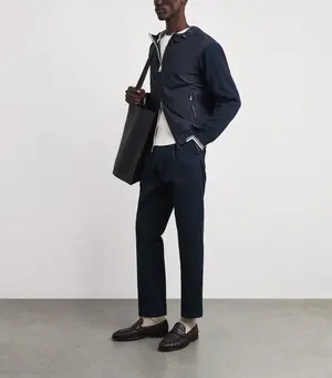 Paul & Shark Cotton Hybrid Hooded Bomber Jacket - Navy