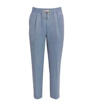 JACOB COHЁN Linen Drawstring Trousers - Blue