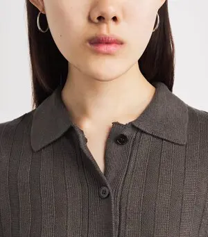 Max Mara Linen Ribbed Polo Sweater