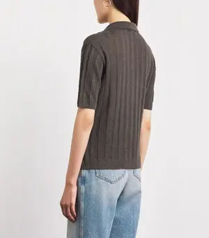 Max Mara Linen Ribbed Polo Sweater