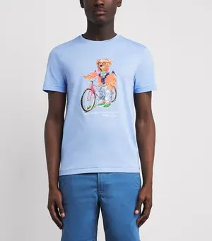 Polo Ralph Lauren Cotton Polo Bear Bicycle Slim T-shirt - Blue