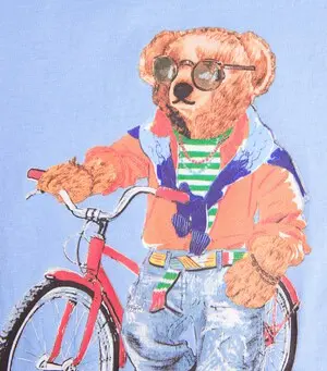 Polo Ralph Lauren Cotton Polo Bear Bicycle Slim T-shirt - Blue