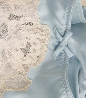 FLEUR DU MAL Silk Lace-detail Juliet Thong - Blue