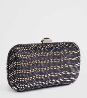 Rodo Embellished Wave Clutch - Silver