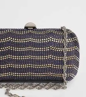 Rodo Embellished Wave Clutch - Silver