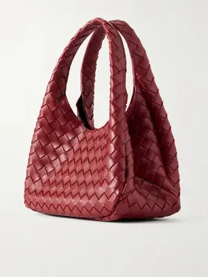Bottega Veneta Campana Small Intrecciato Leather Shoulder Bag - Red