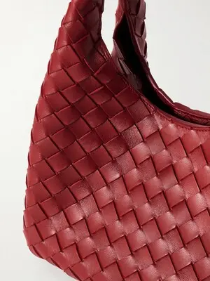 Bottega Veneta Campana Small Intrecciato Leather Shoulder Bag - Red