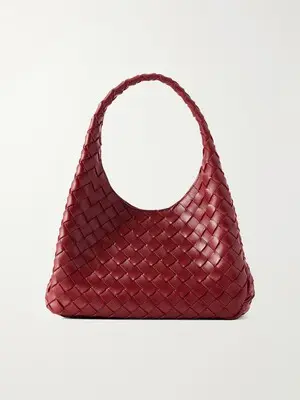 Bottega Veneta Campana Small Intrecciato Leather Shoulder Bag - Red