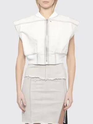 Rick Owens Cotton Cropped Bomber Jacket - Ivory