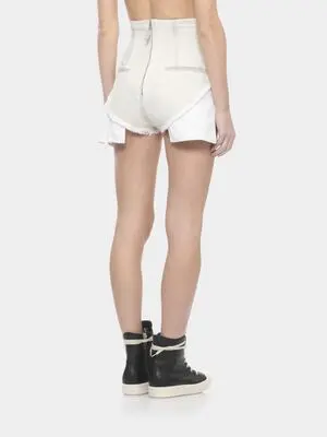 Rick Owens Bleached Denim High-waisted Shorts - Ivory