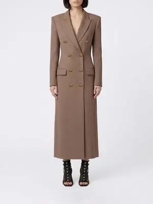 Elisabetta Franchi Double Breasted Tailored Coat - Beige