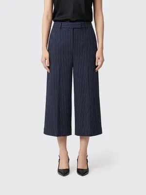 LARDINI Striped Linen Blend Cropped Trousers