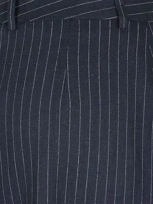 LARDINI Striped Linen Blend Cropped Trousers