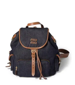Miu Miu Denim And Leather Backpack