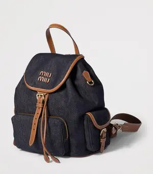 Miu Miu Denim And Leather Backpack
