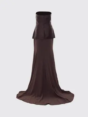 Solace London Satin Off-the-shoulder Maxi Dress - Brown