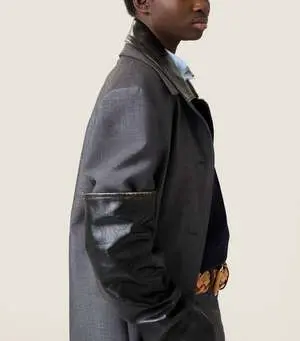 Miu Miu Mohair And Wool Jacket With Leather Trim