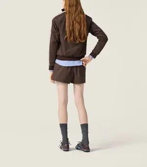 Miu Miu Cotton Twill Striped Shorts - Brown