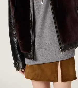 Miu Miu Waxed Suede Mini Skirt